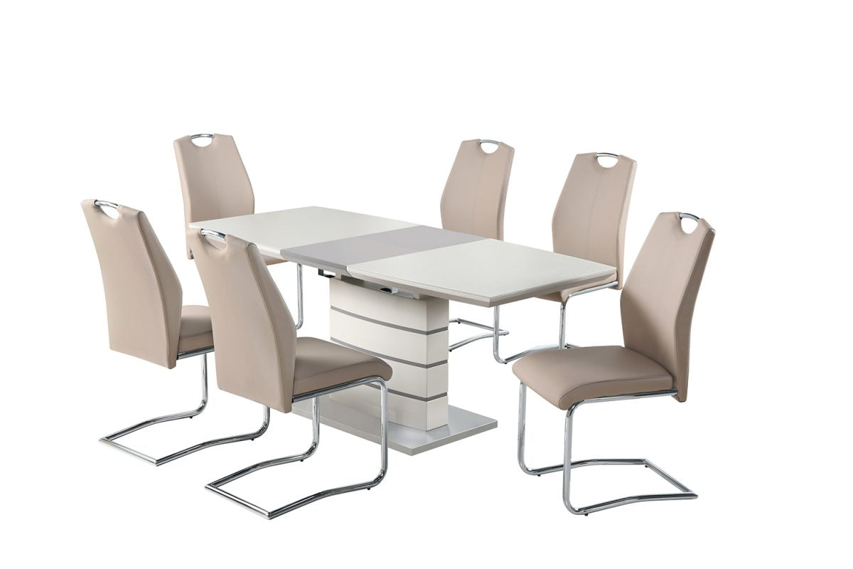 Elena Champagne – Extending Dining Table and 6 Chairs – O' Briens Interiors